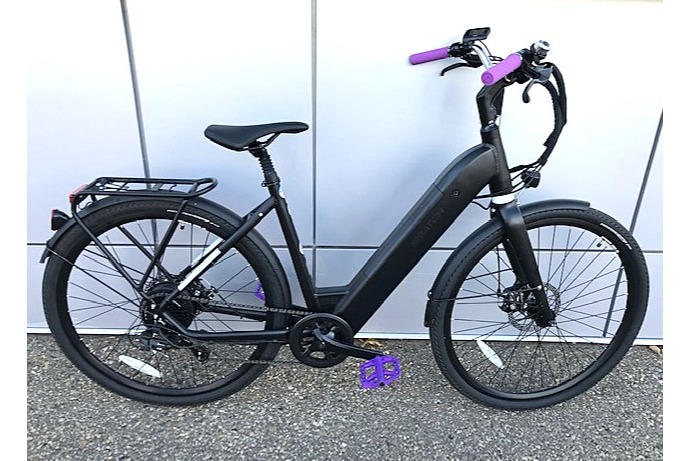 USED Batch StepThru eBike Black/Purple Medium/Large Revolution Cycle
